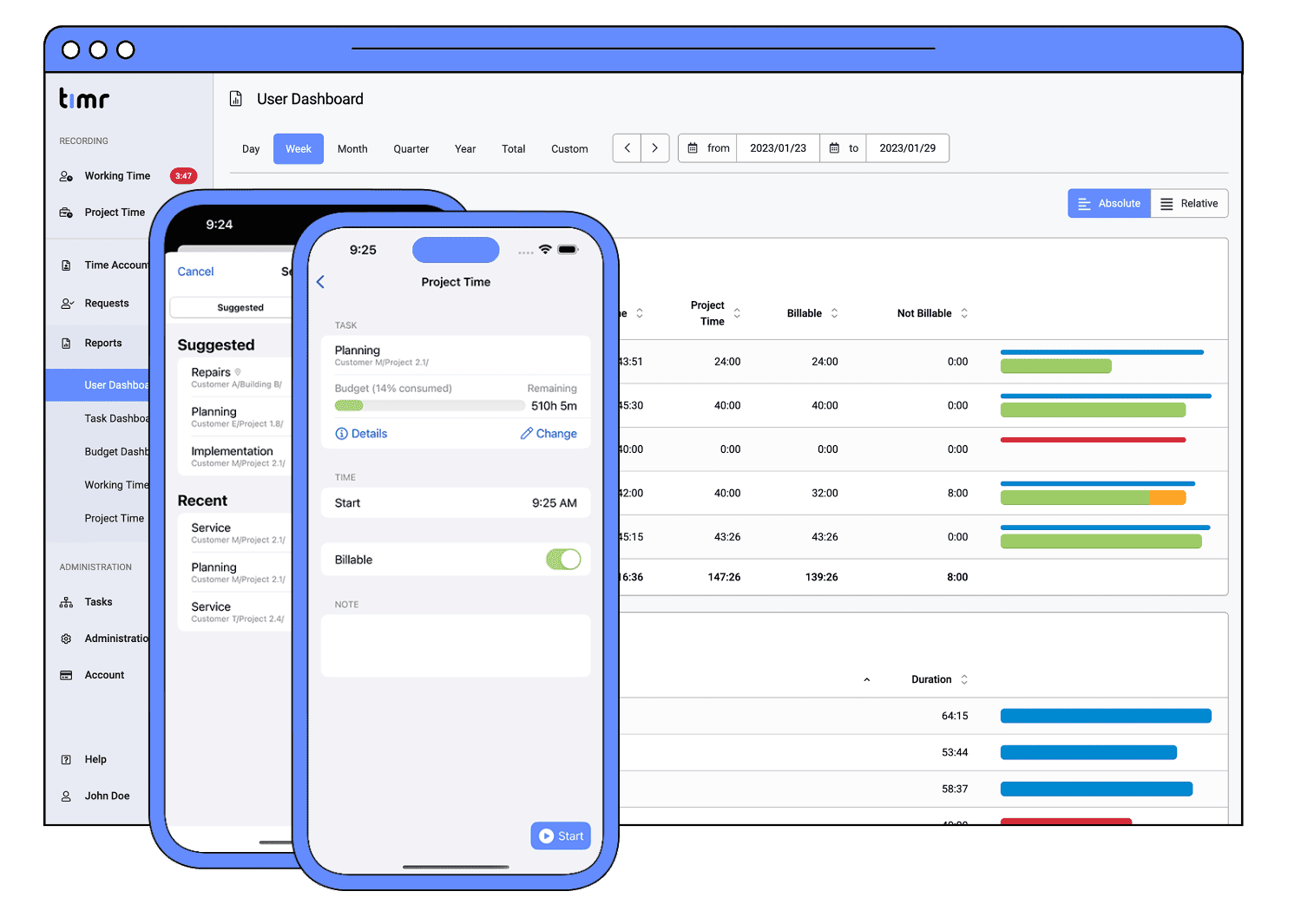 timr: Easy to use project time tracking