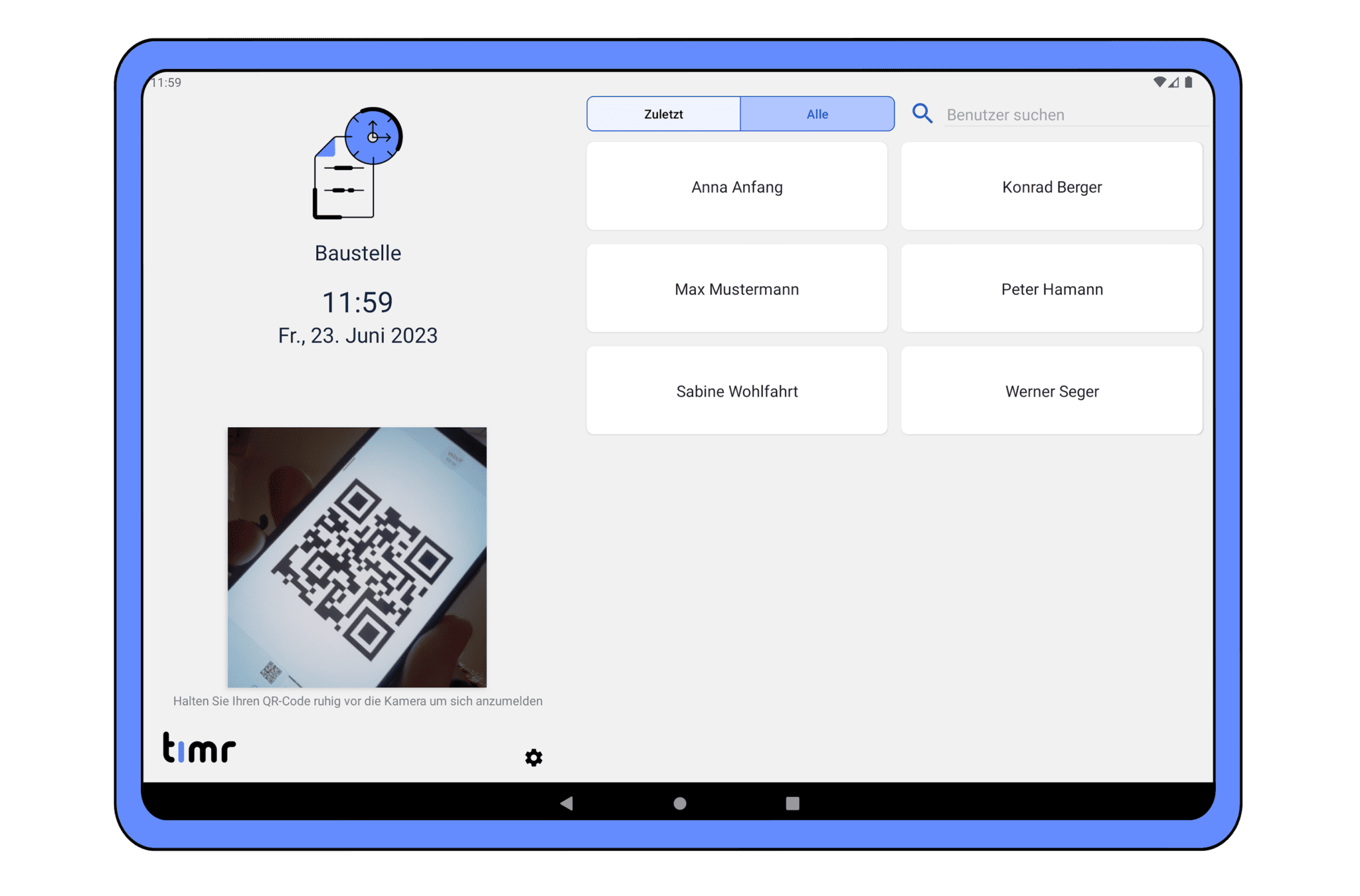 Elektronische Arbeitszeiterfassung für Unternehmen - timr