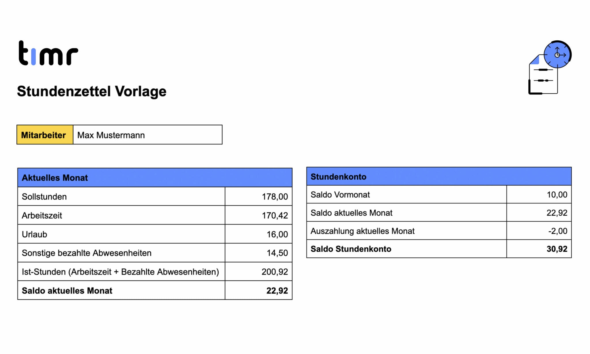 Arbeitszeitnachweis: Kostenlose PDF & Excel Vorlage